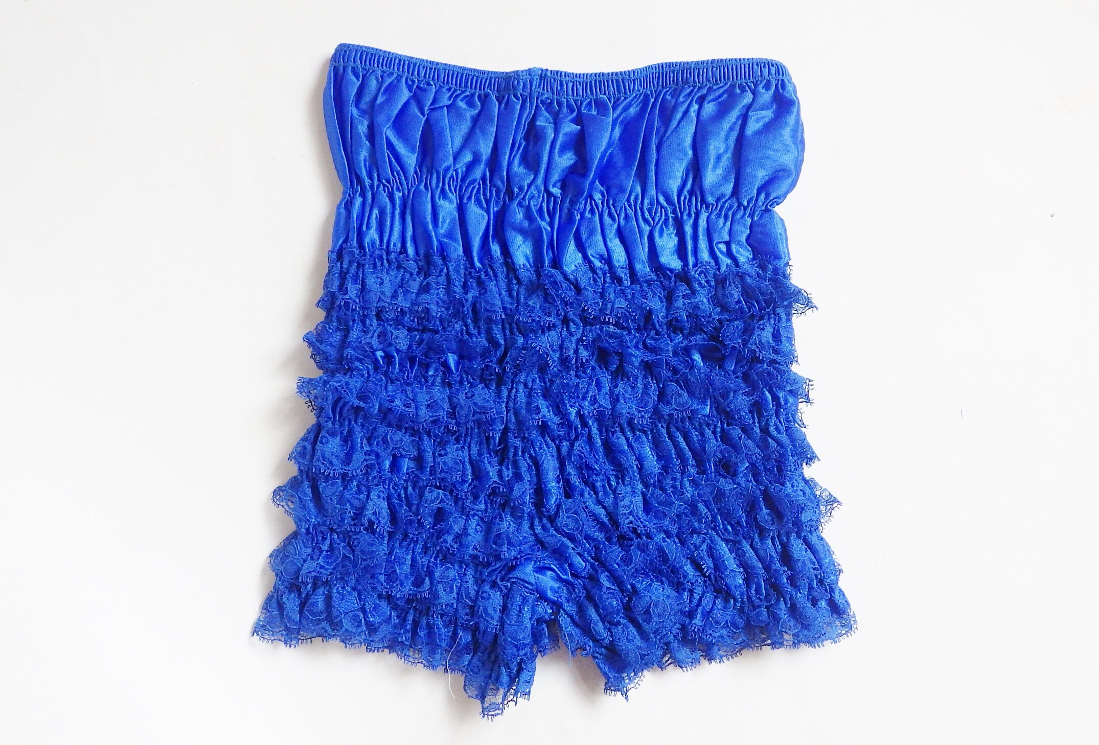 VINTAGE Royal Blue Nylon Ruffle Lace Ruffle Square Dance | Etsy