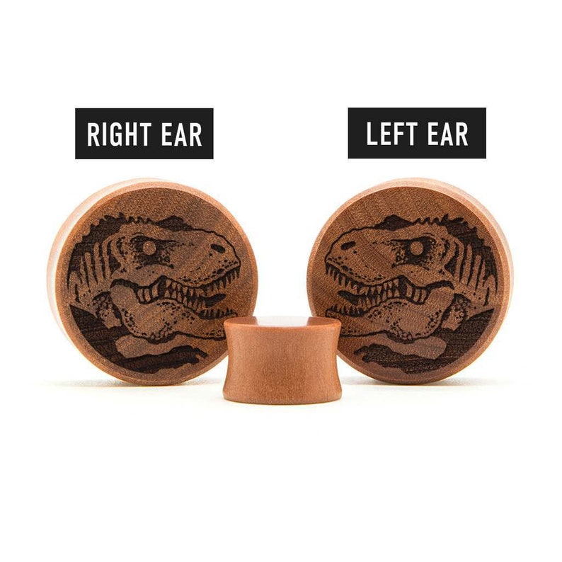 T-rex Double-sided Saba Flat Face Wood Plug | Etsy