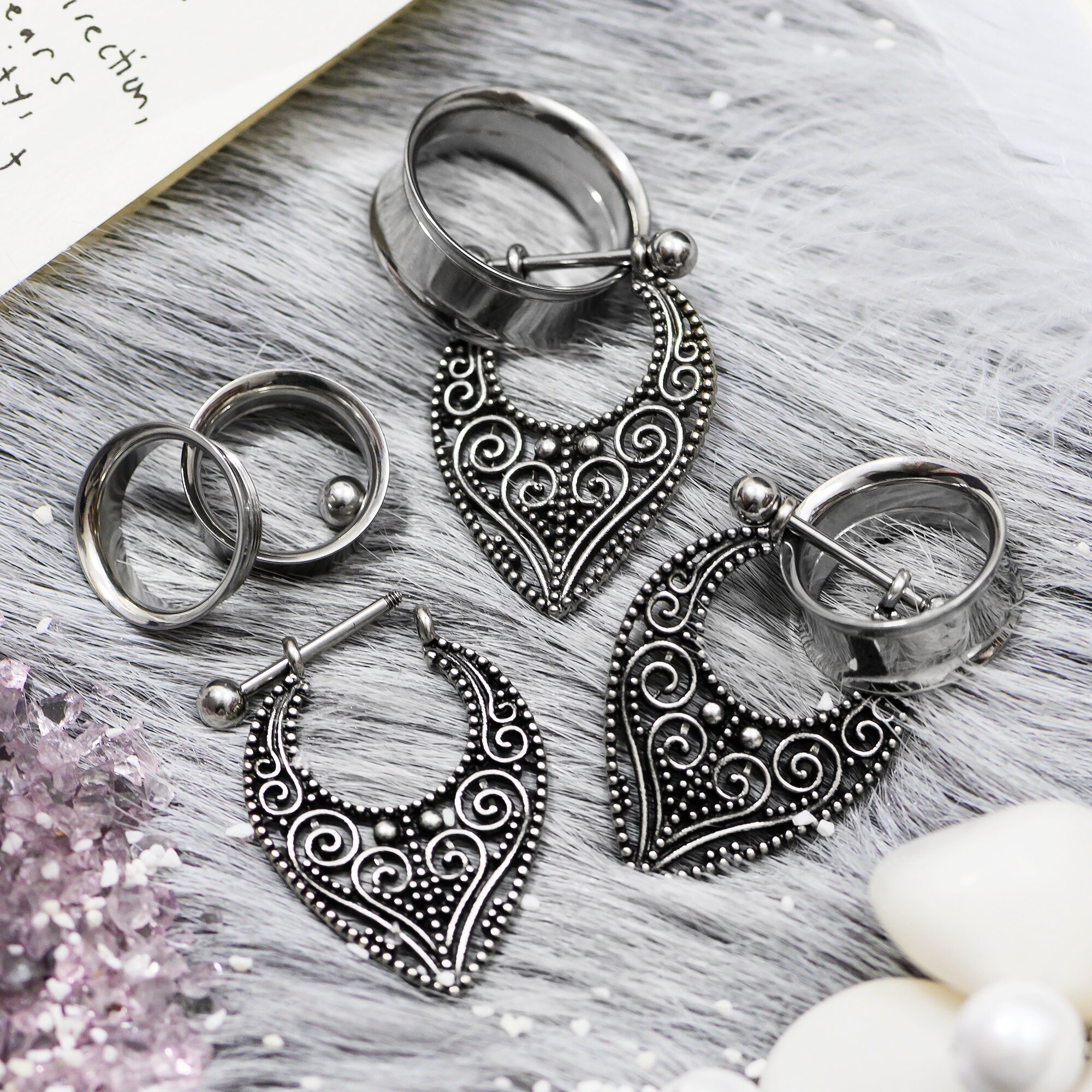 Filigree Silver Dangle Plug / Tunnel / Gauge Metal Ear Plugs - Etsy