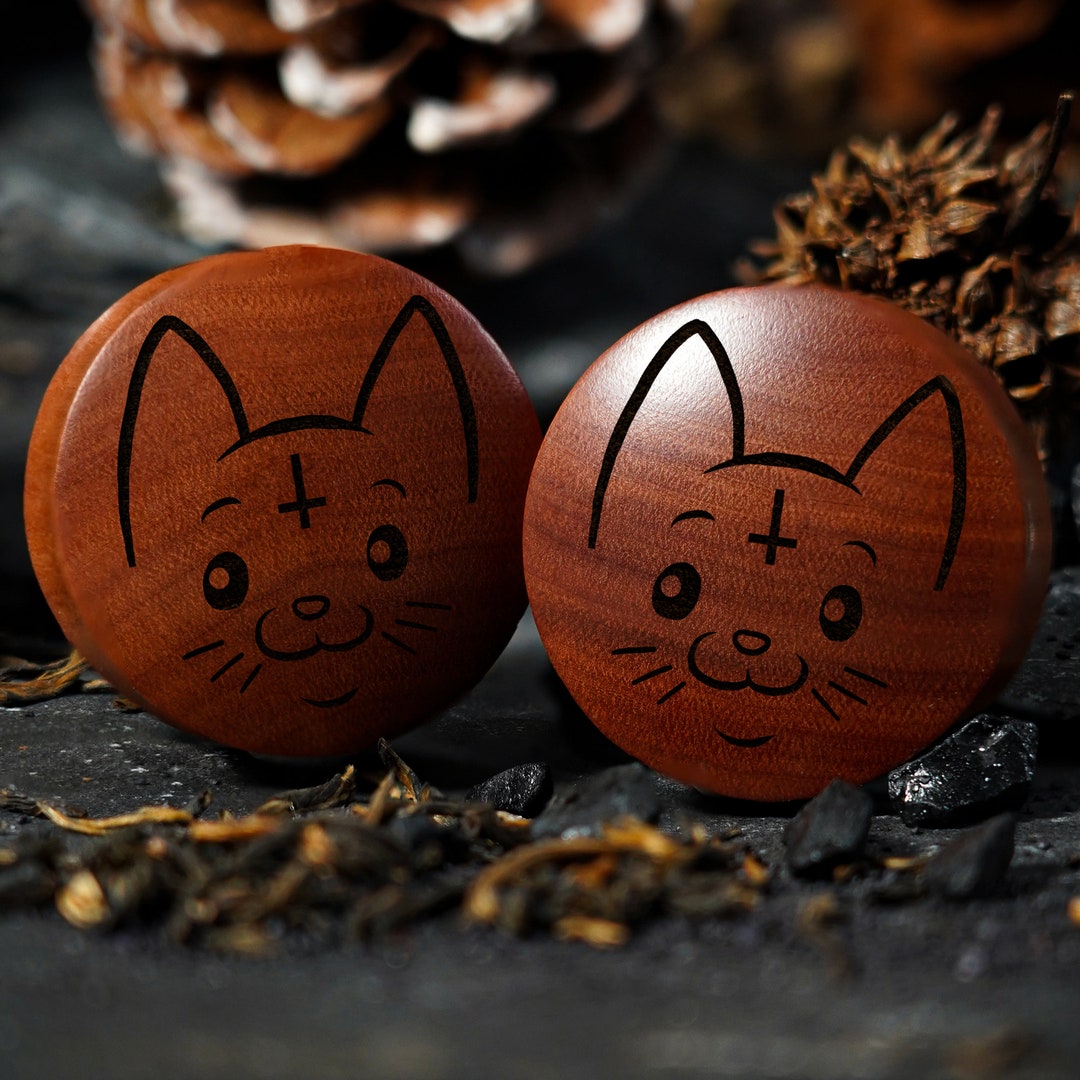 Cult Cat Plug / Gauge Saba Wood Convex Double Flare - Etsy
