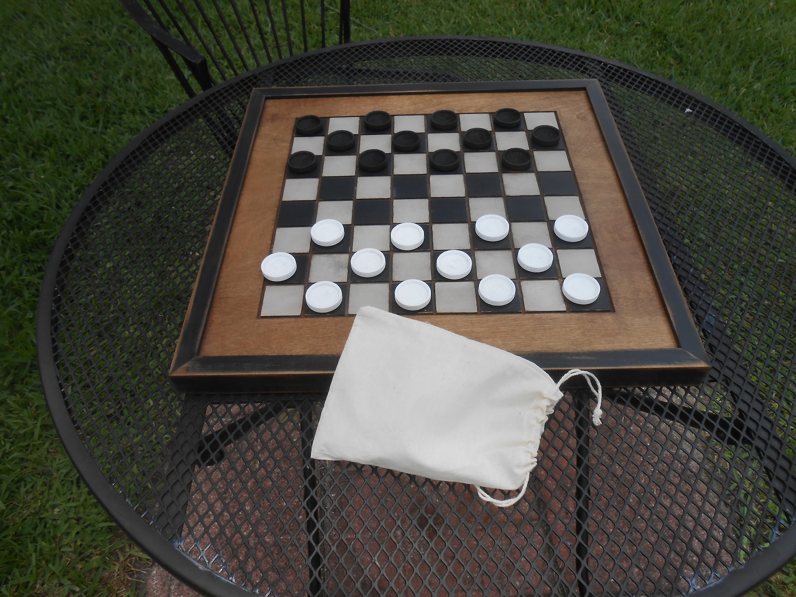 Wood Checkerboard- Handmade-black and White Wood Checkerboard ...