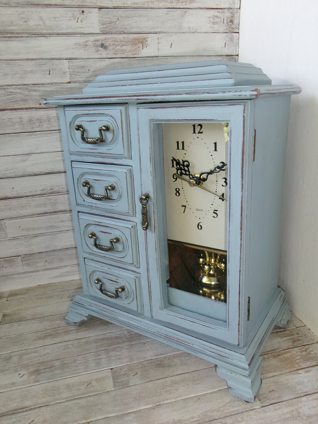 Unique Blue Jewelry Box-jewelry Box With Clock-vintage Jewelry Box ...