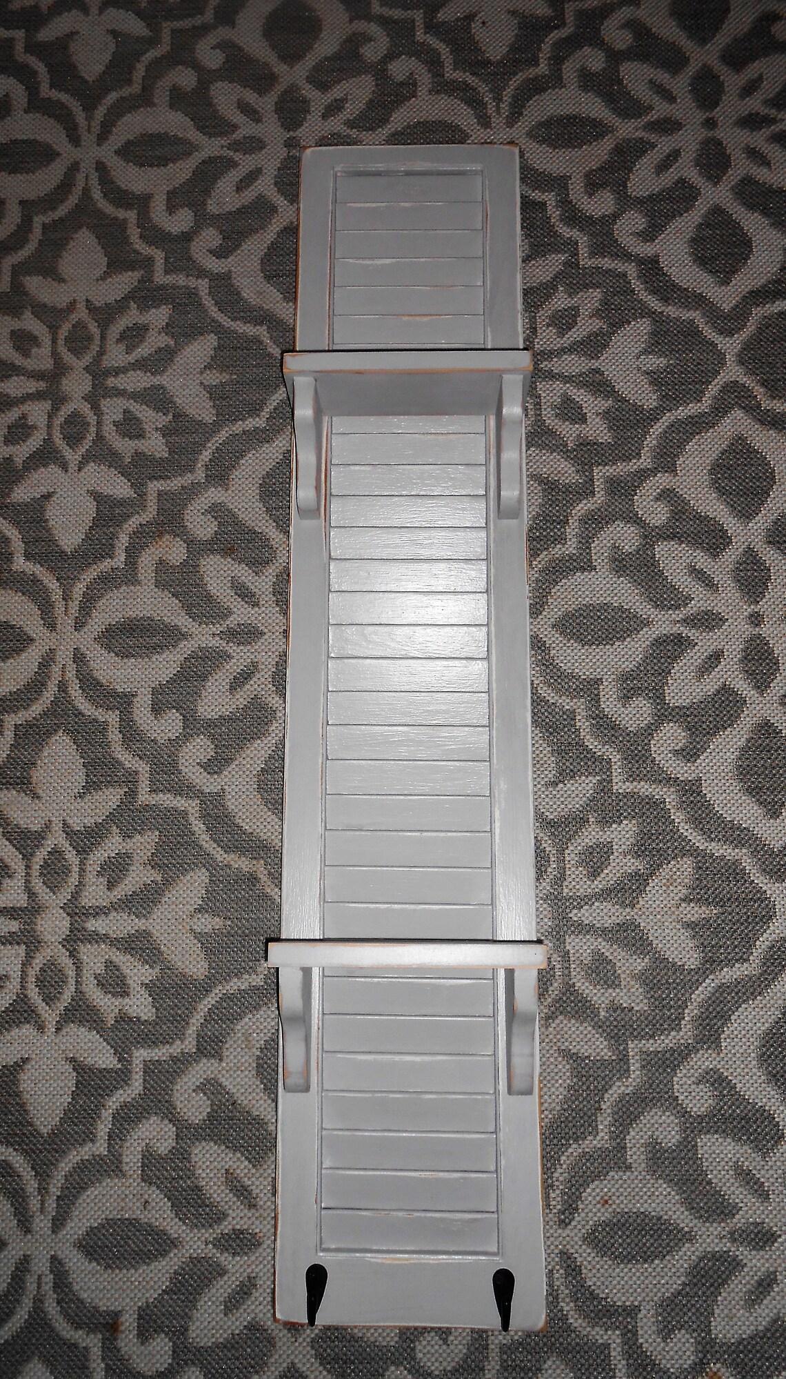 Light Gray Shutter Shelf-vintage Shutter With Shelves-gray - Etsy