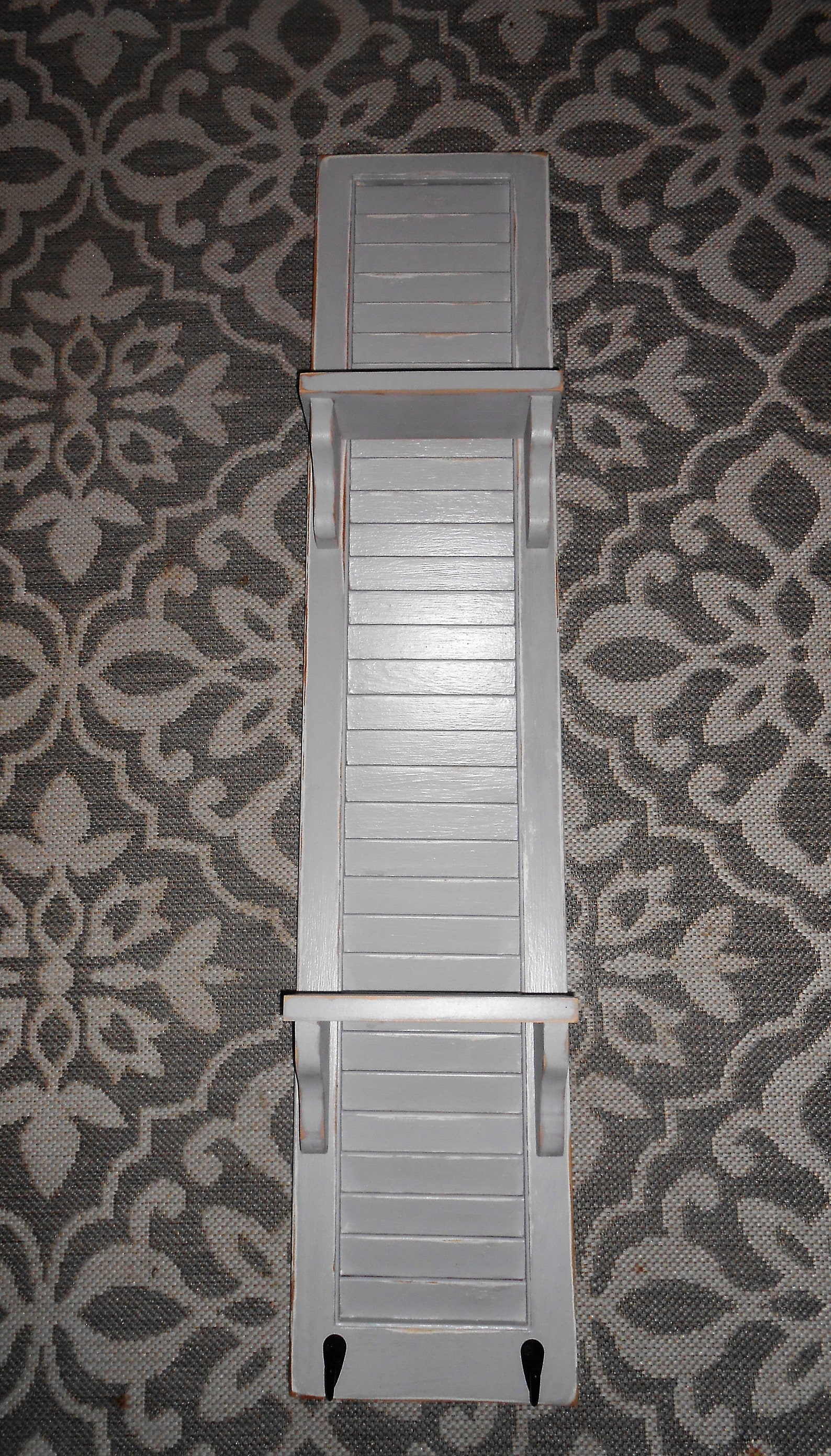Light Gray Shutter Shelf-vintage Shutter With Shelves-gray - Etsy