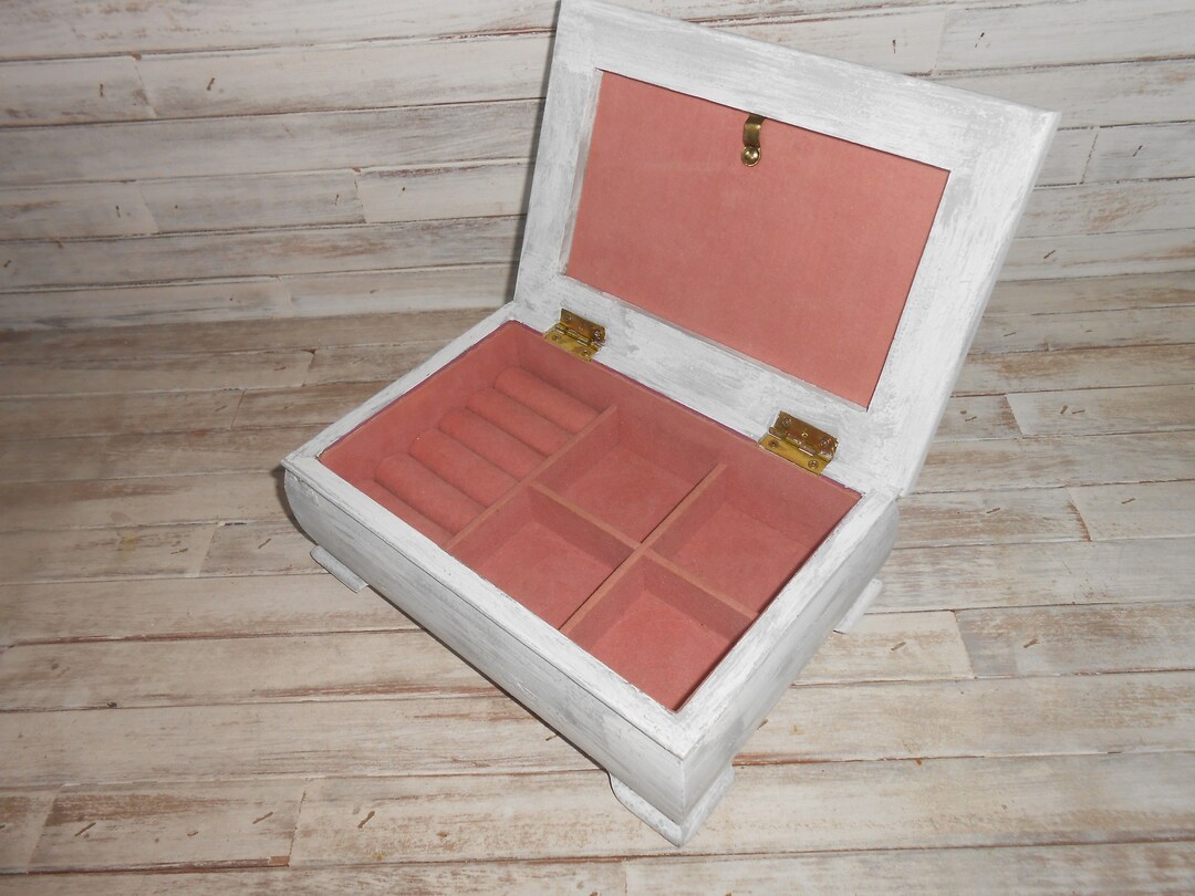 Refinished Vintage Jewelry Box-white Jewelry Box-old Jewelry Box ...