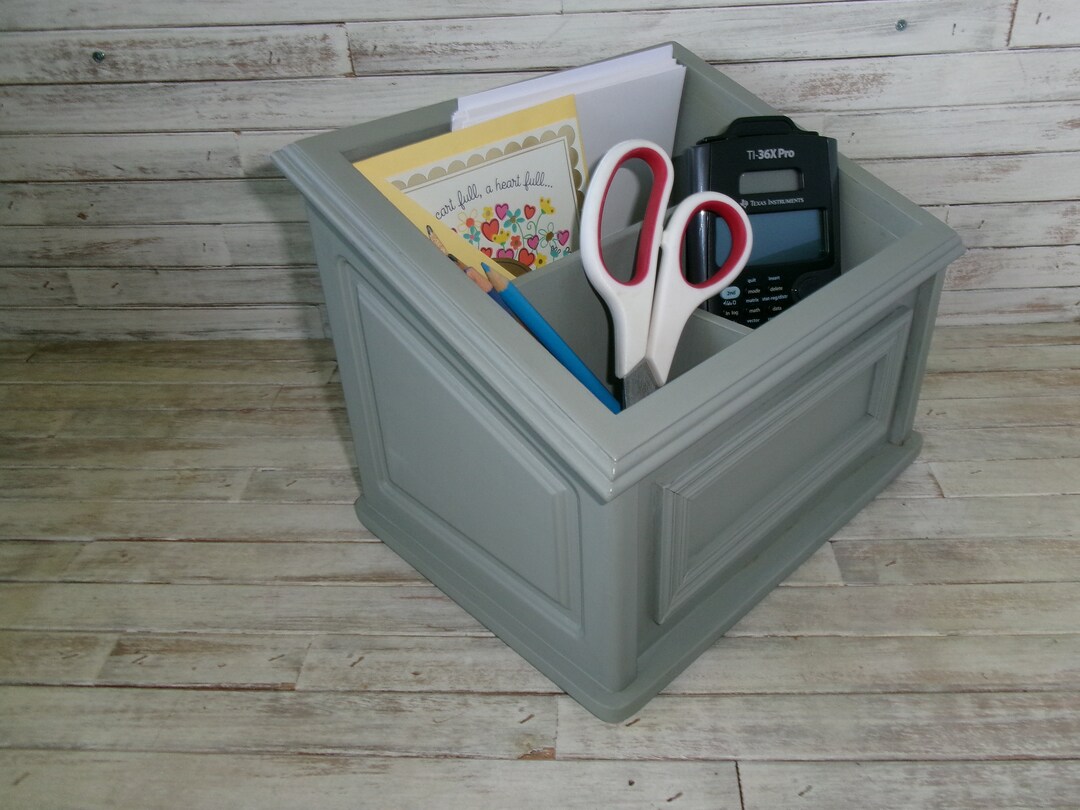 Gray Desk Organizer-vintage Desk Organizer-refinished Desk Organizer ...