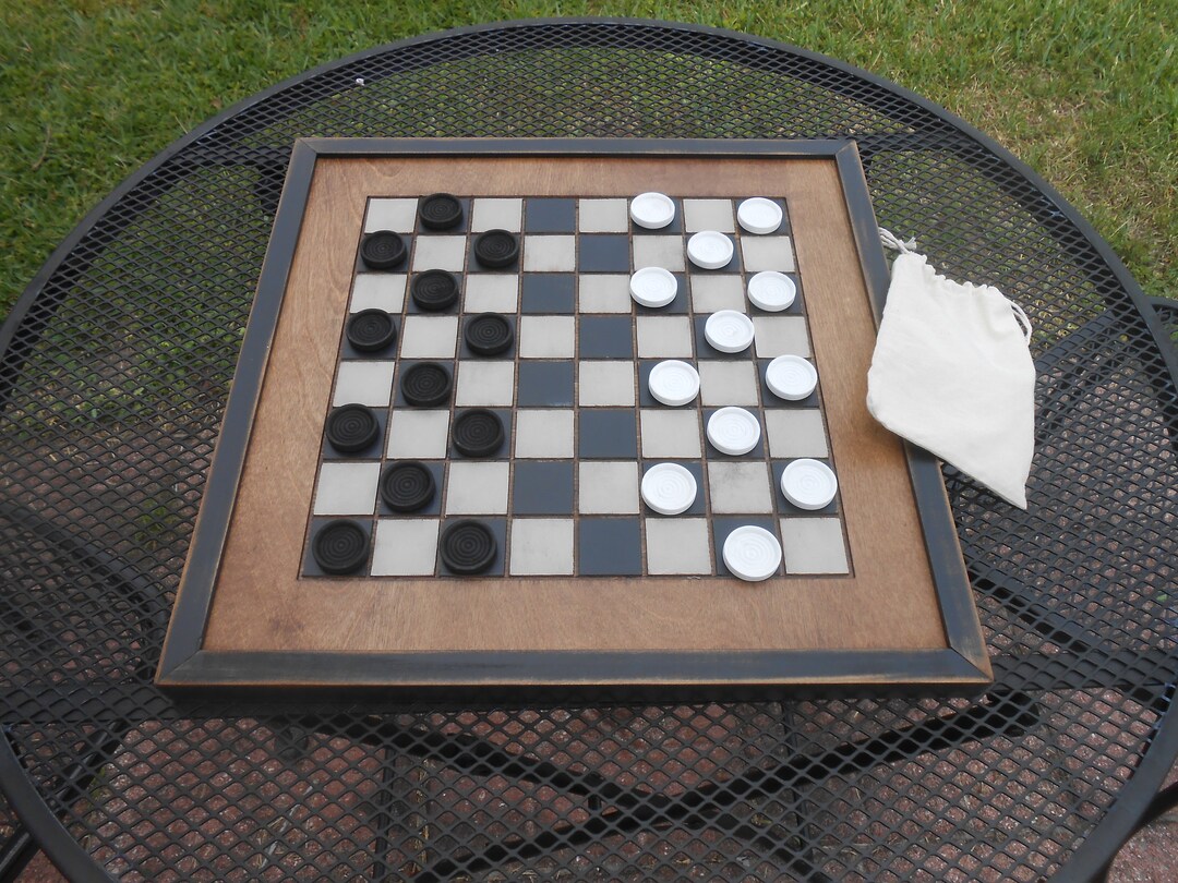 Wood Checkerboard- Handmade-black and White Wood Checkerboard ...