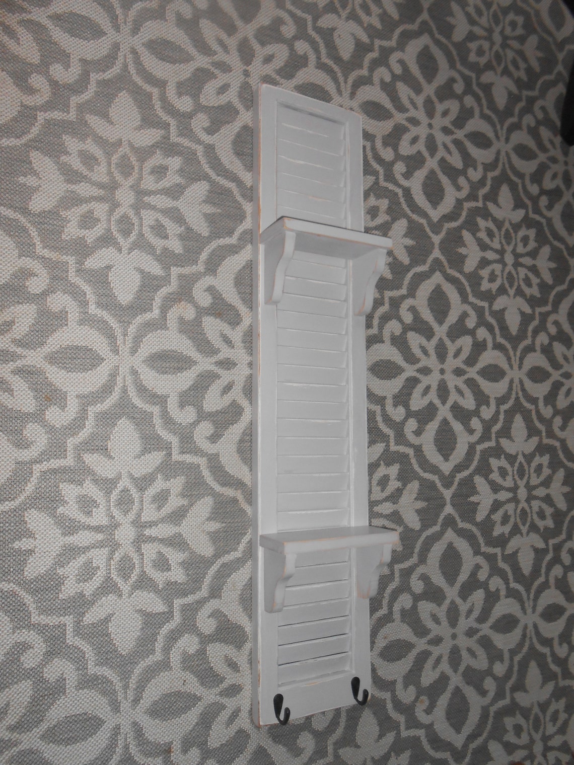 Light Gray Shutter Shelf-vintage Shutter With Shelves-gray - Etsy