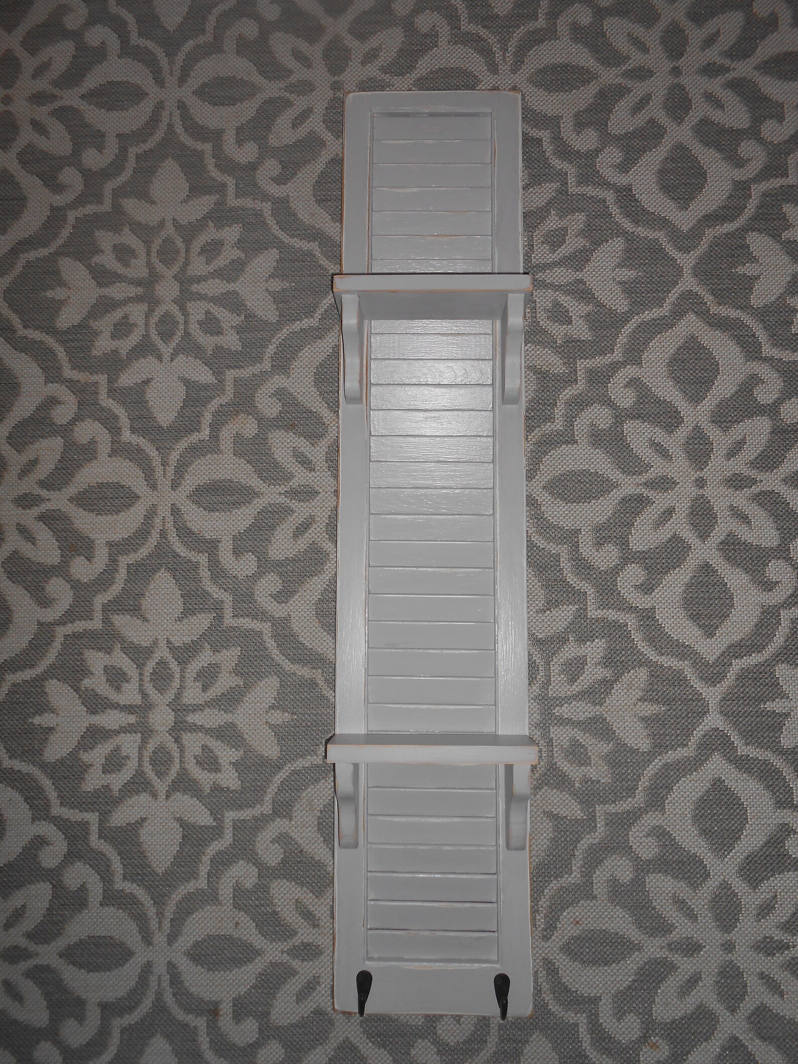 Light Gray Shutter Shelf-vintage Shutter With Shelves-gray - Etsy