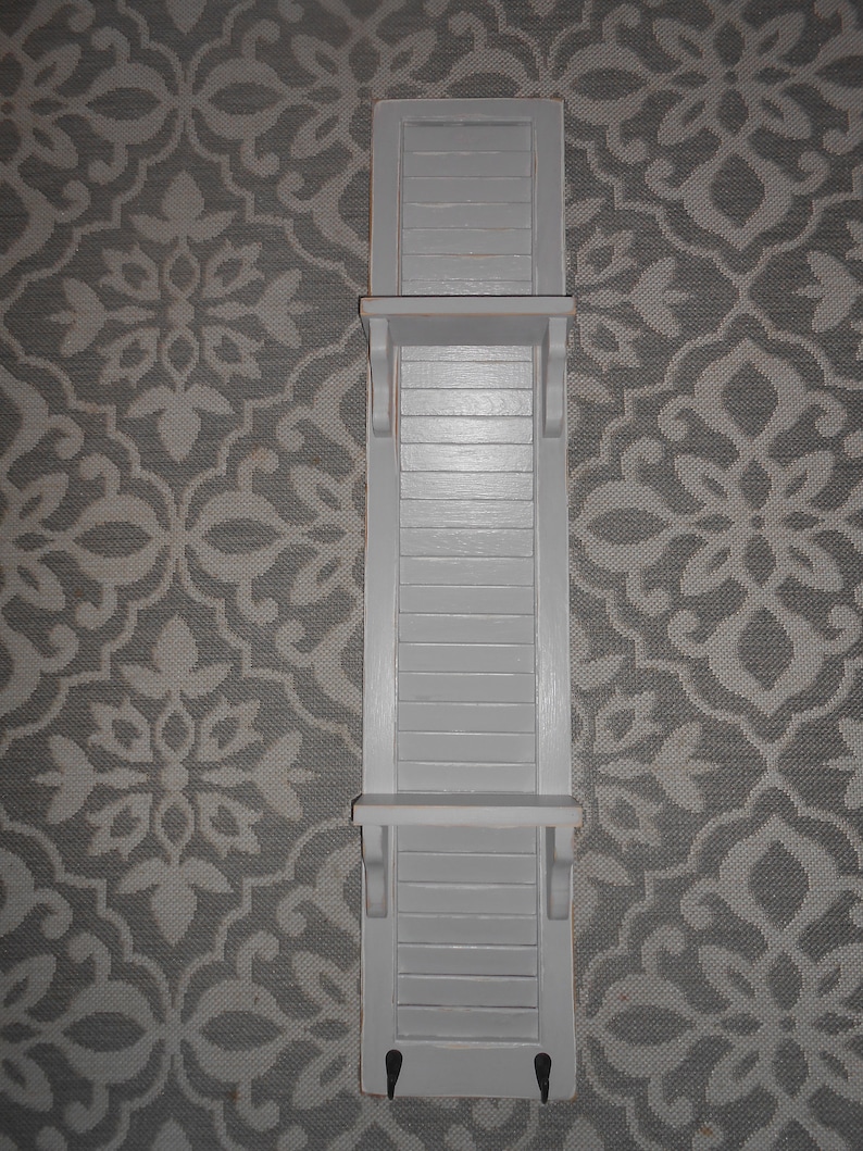 Light Gray Shutter Shelf-Vintage Shutter with Shelves-Gray | Etsy