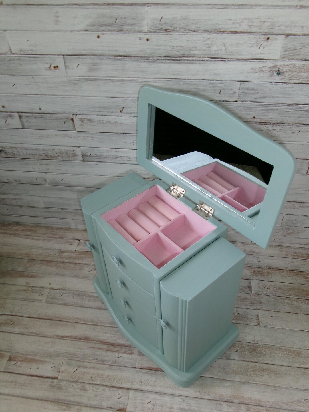 Wood Jewelry Chest-painted Wood Jewelry Box-jewelry Storage-light Green ...