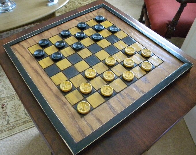 Wood Checkerboard Game-steelers-handmade - Etsy
