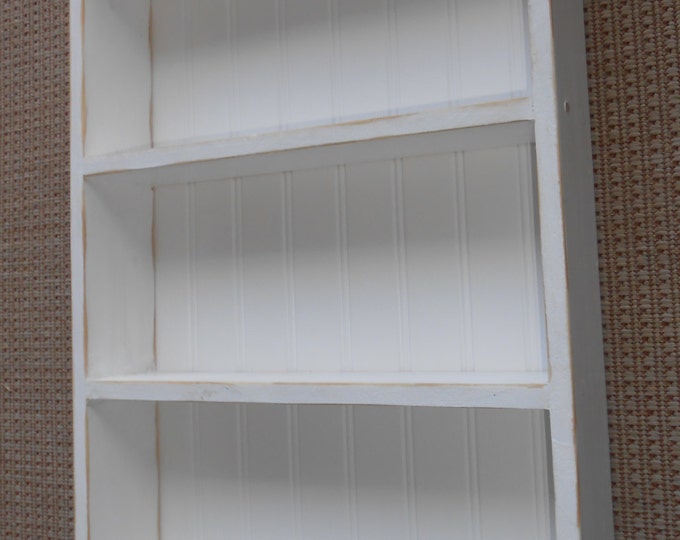 White Beadboard Shelf -farmhouse Shelf - White Distressed Display Shelf ...