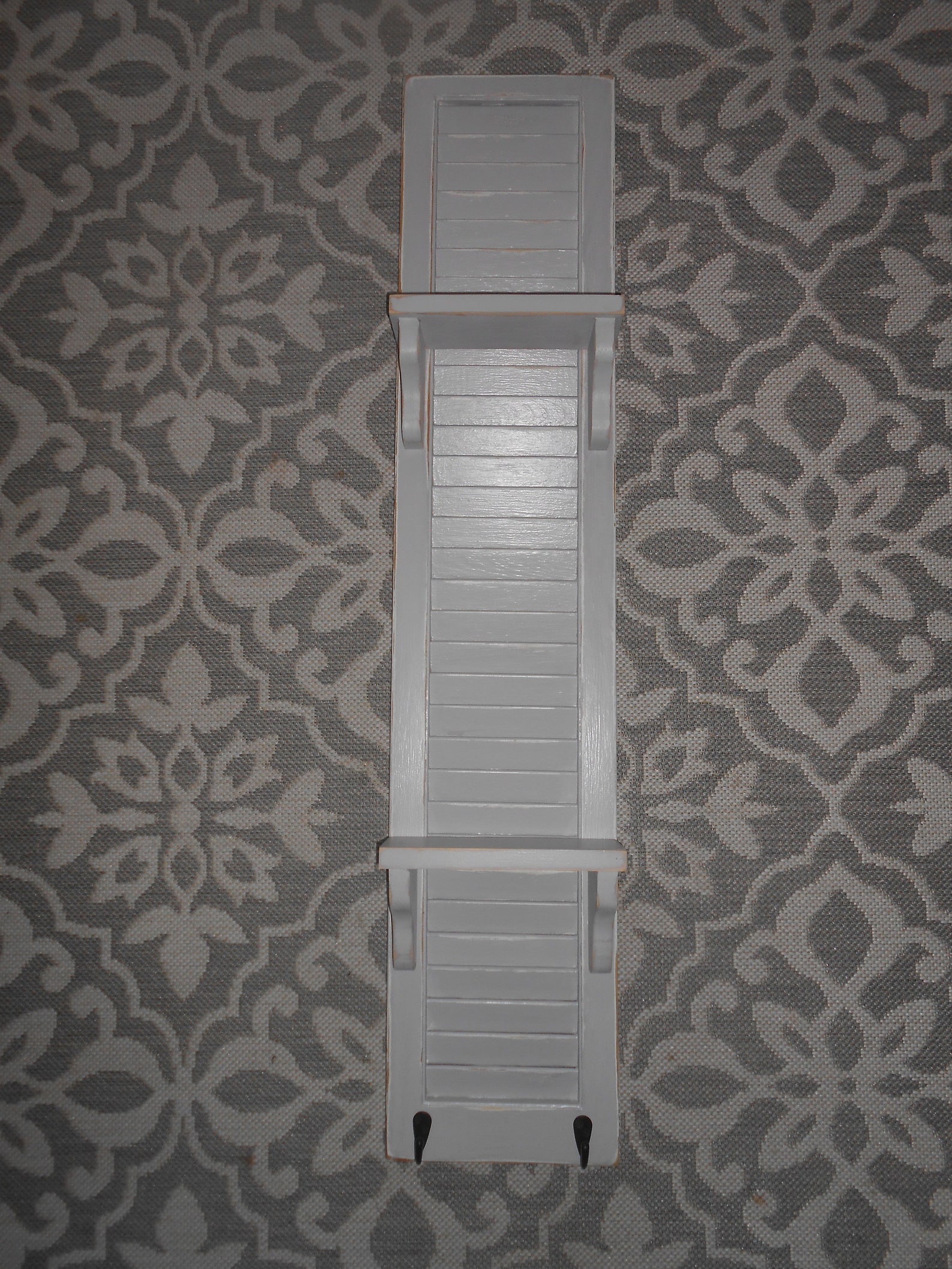 Light Gray Shutter Shelf-vintage Shutter With Shelves-gray - Etsy