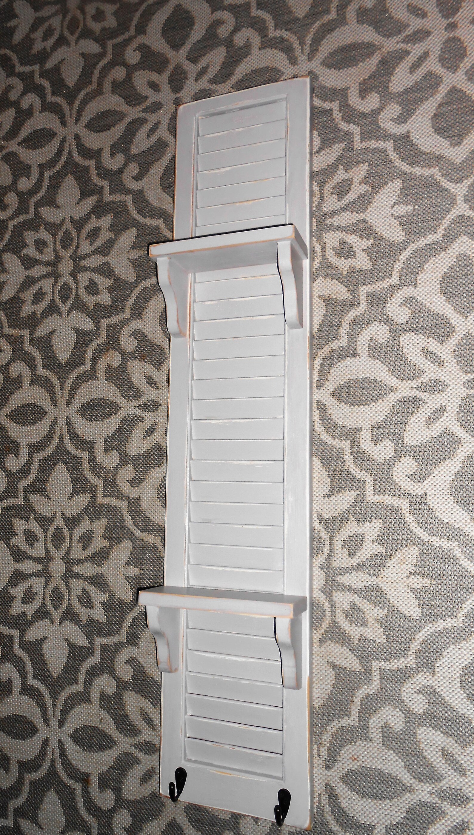 Light Gray Shutter Shelf-vintage Shutter With Shelves-gray - Etsy