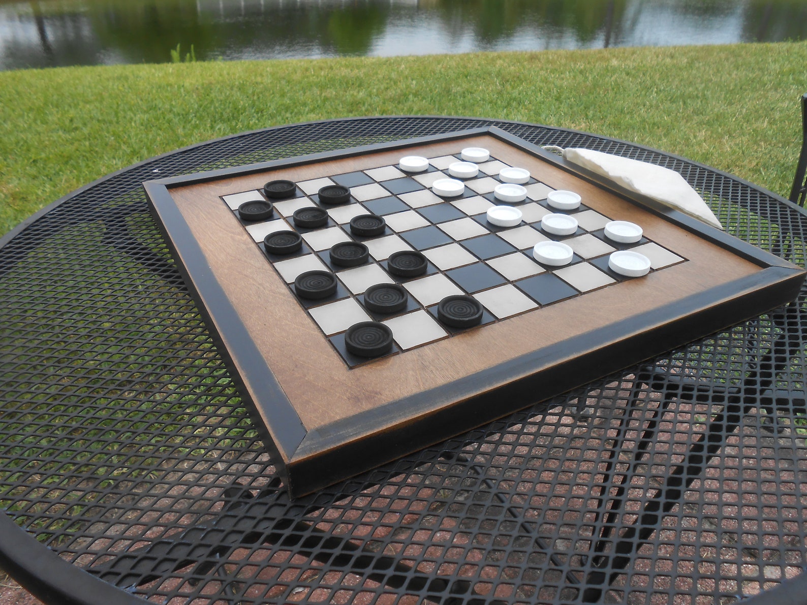 Wood Checkerboard- Handmade-black and White Wood Checkerboard ...