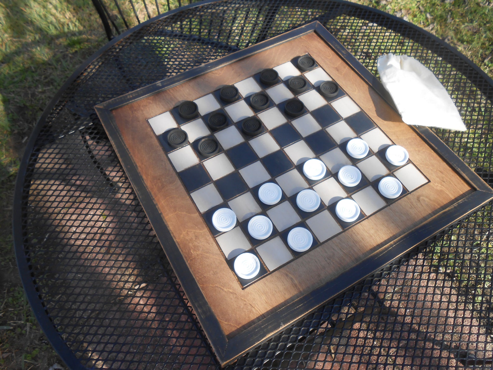Wood Checkerboard- Handmade-black and White Wood Checkerboard ...