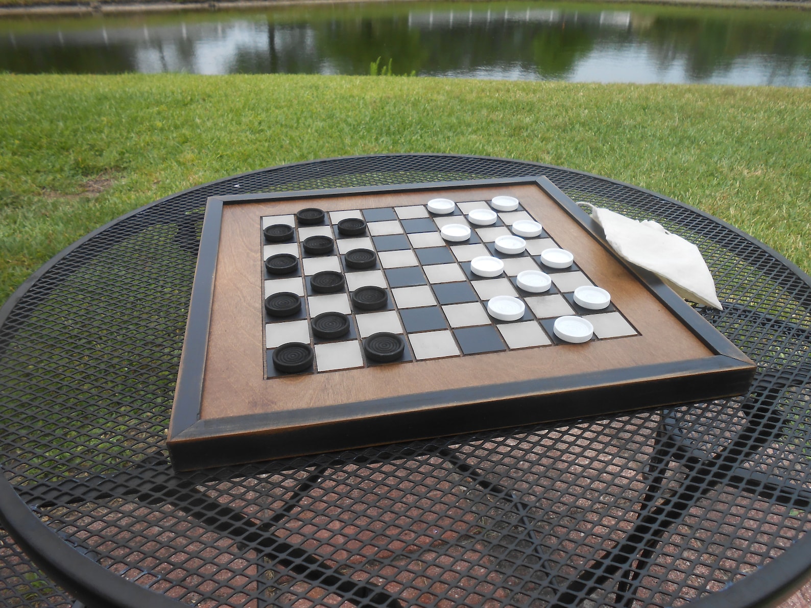 Wood Checkerboard- Handmade-black and White Wood Checkerboard ...