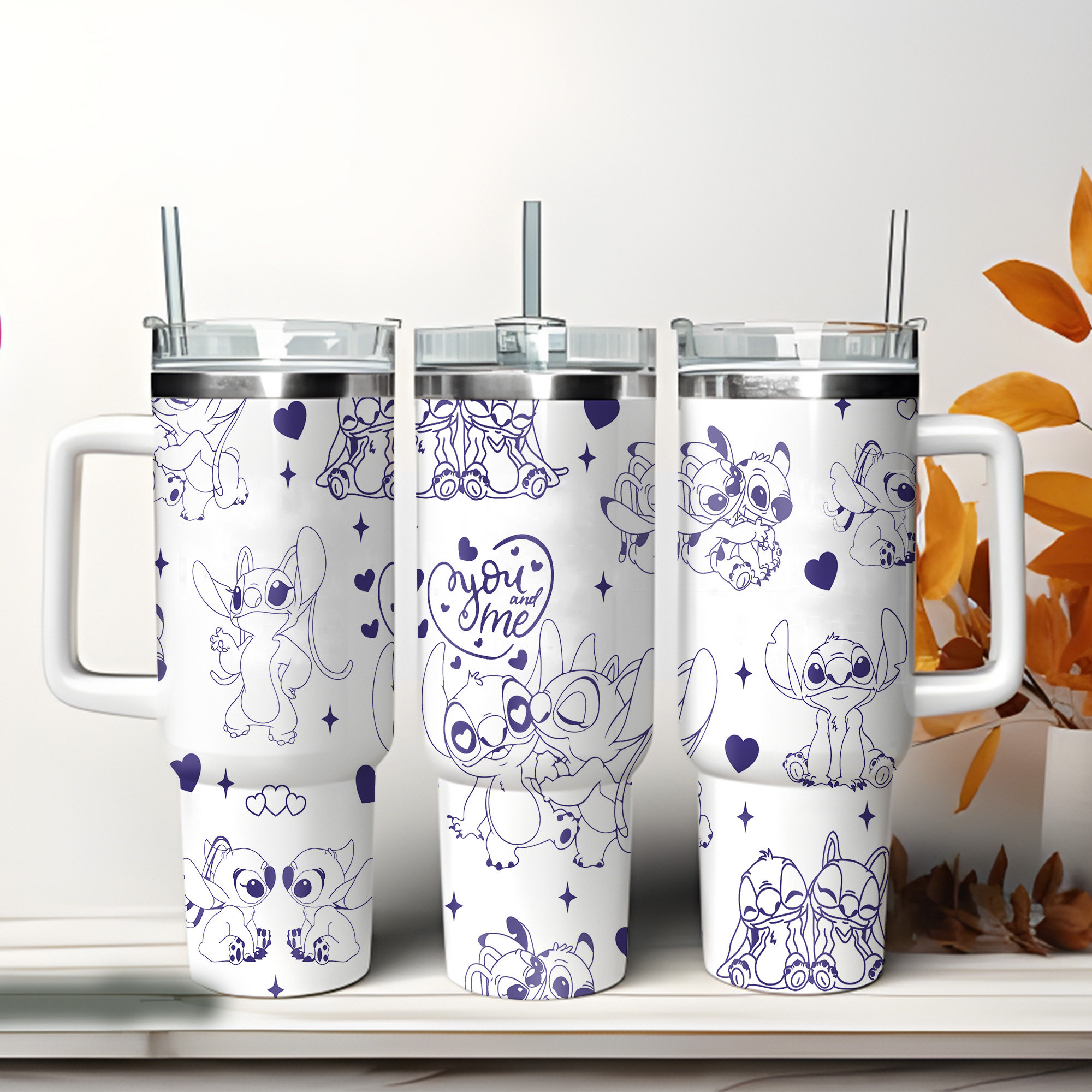 Stitch 40 Oz Tumbler Wrap Svg, 40oz Tumbler Png, Cartoon Laser Engraved ...