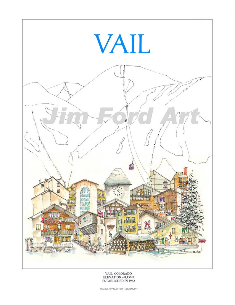 Vail Ski Town Art - Etsy