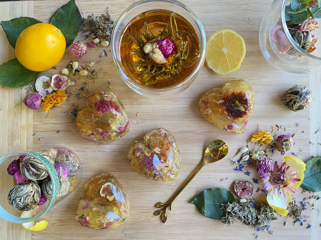 Tea Bomb and Blooming Tea Ball Tea Set/Honey Tea Bomb Heart/Blooming ...