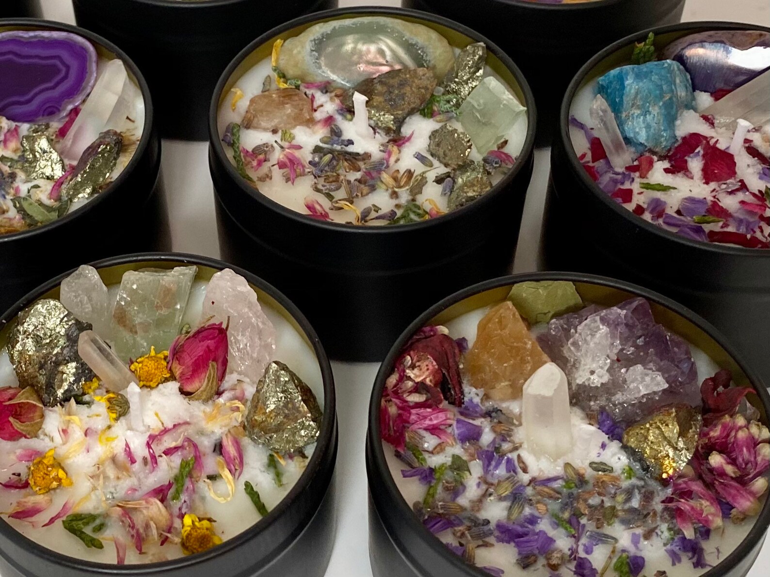 Crystal Candles With Flowers/intention Candles/friendship - Etsy