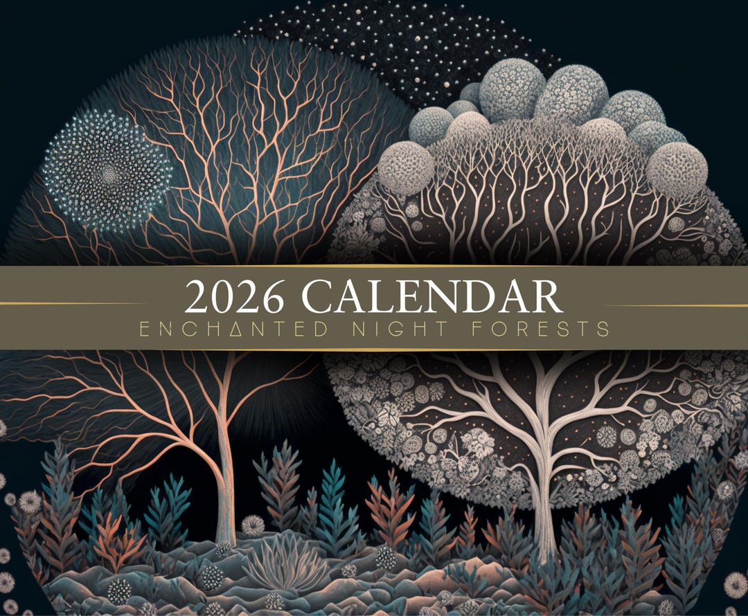 Cottagecore 2026 Wall Calendar: Enchanted Moon Lit Forest - Mystical ...