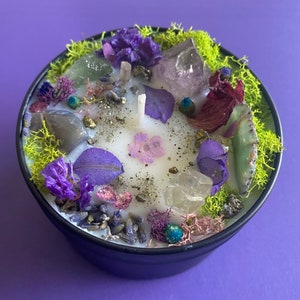 Crystal Candles With Flowers/floral Intention Candles/friendship Candle ...