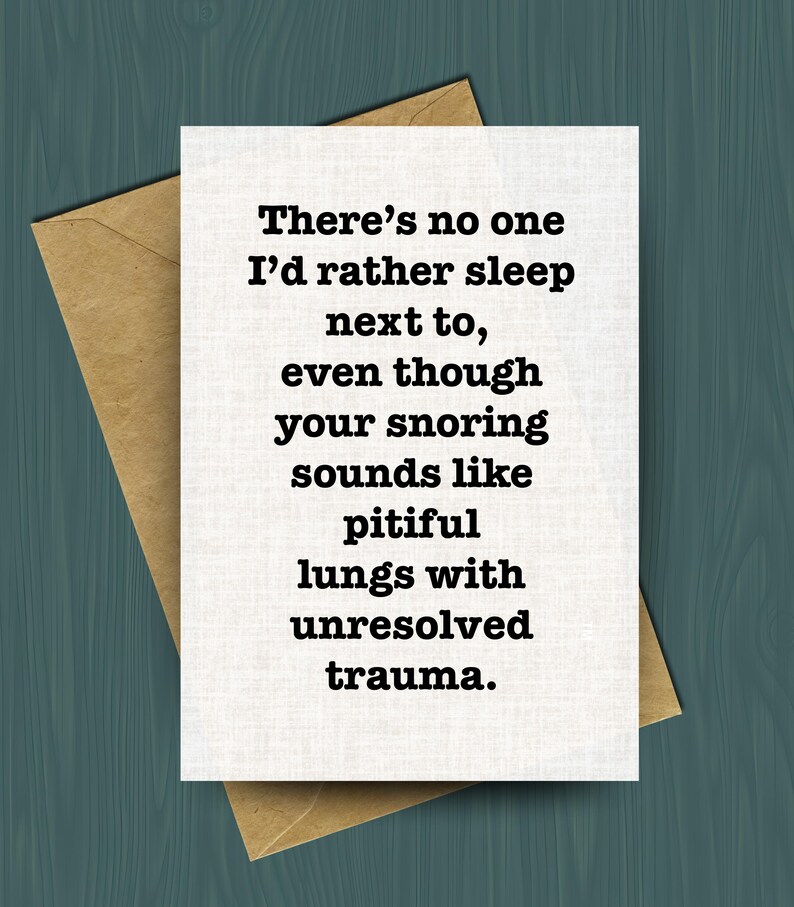 Funny Card for Snorer/anniversary Card for Snoring Spouse/husband/wife ...