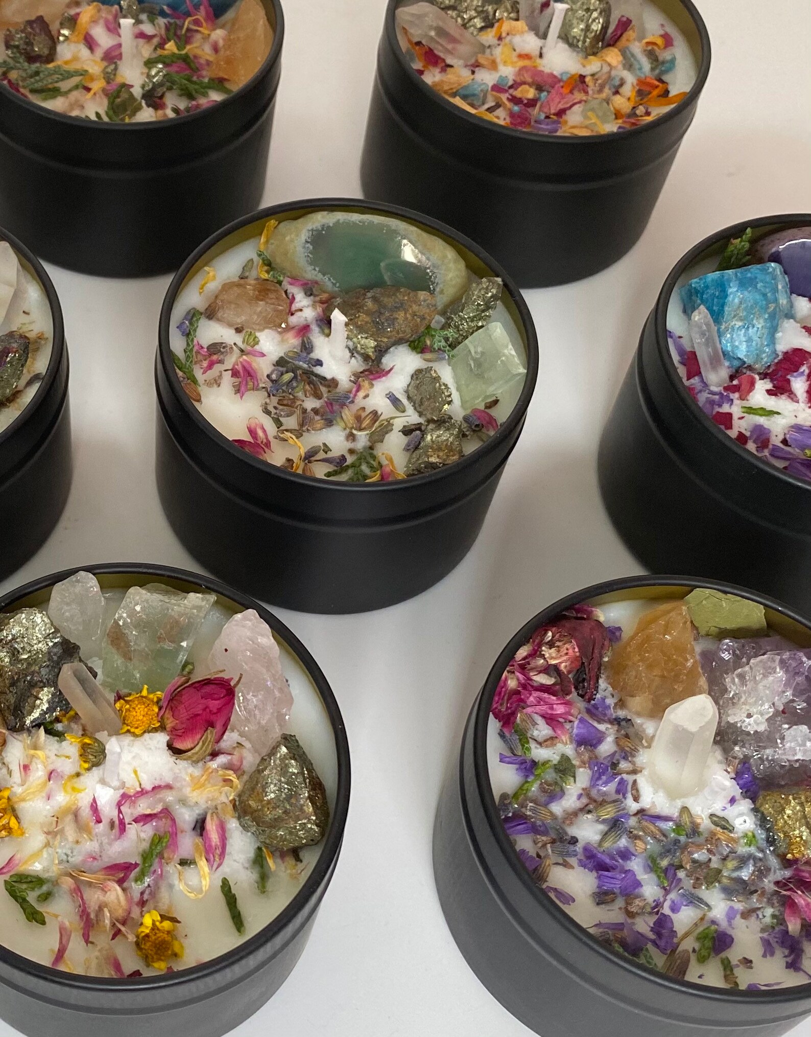 Crystal Candles With Flowers/intention Candles/friendship - Etsy