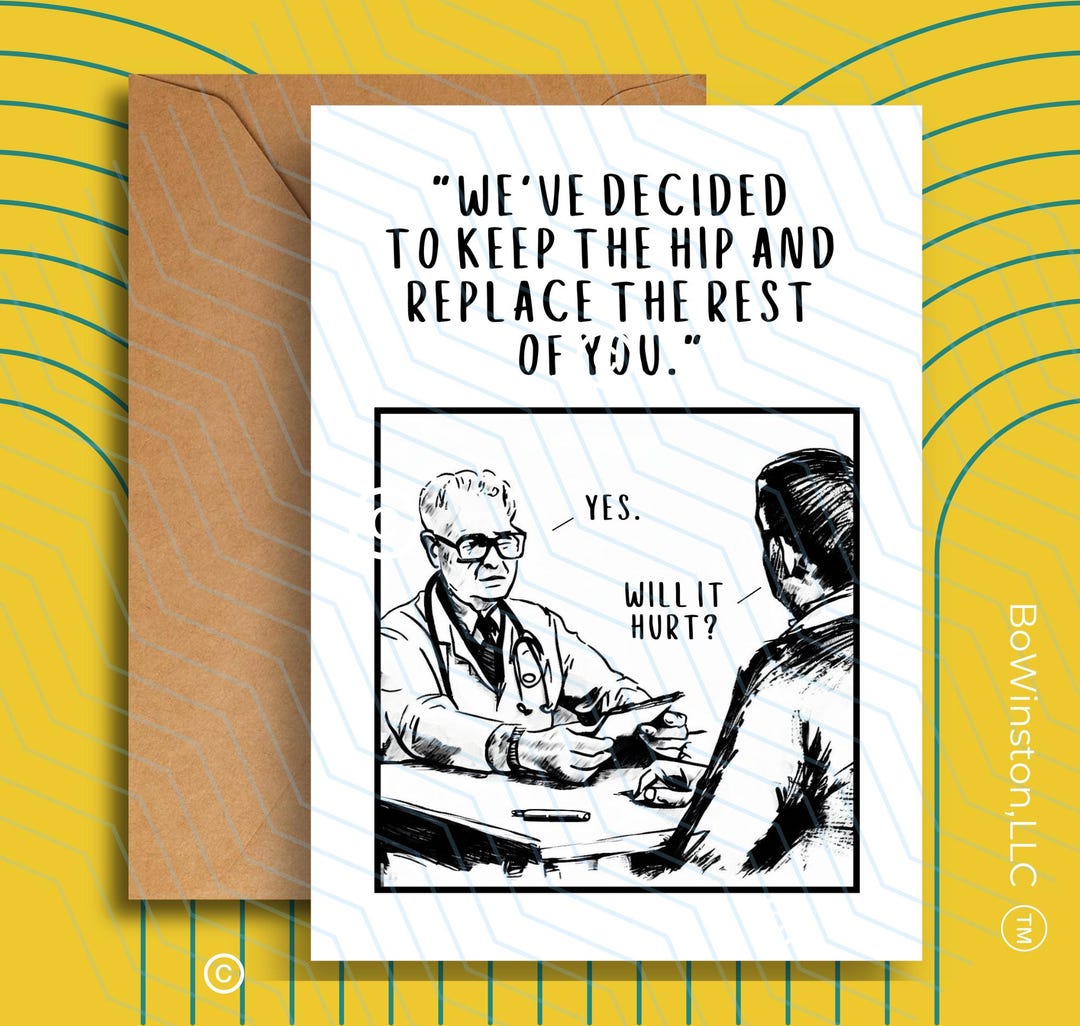 Funny Hip Replacement Birthday Card: Over the Hill Humor - Etsy