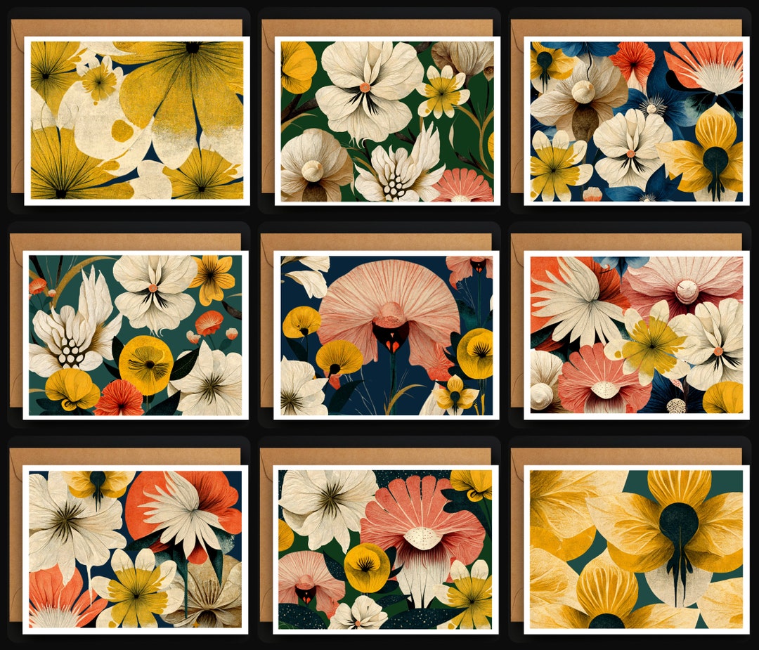 BLANK NOTE CARDS With Envelopes/paper Flowers/set of 25 Blank Cards ...