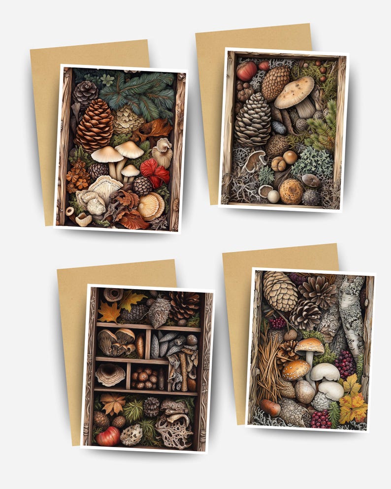 Cottagecore Card Set: Moody Nature Blank Notecards - Woodland/autumn ...