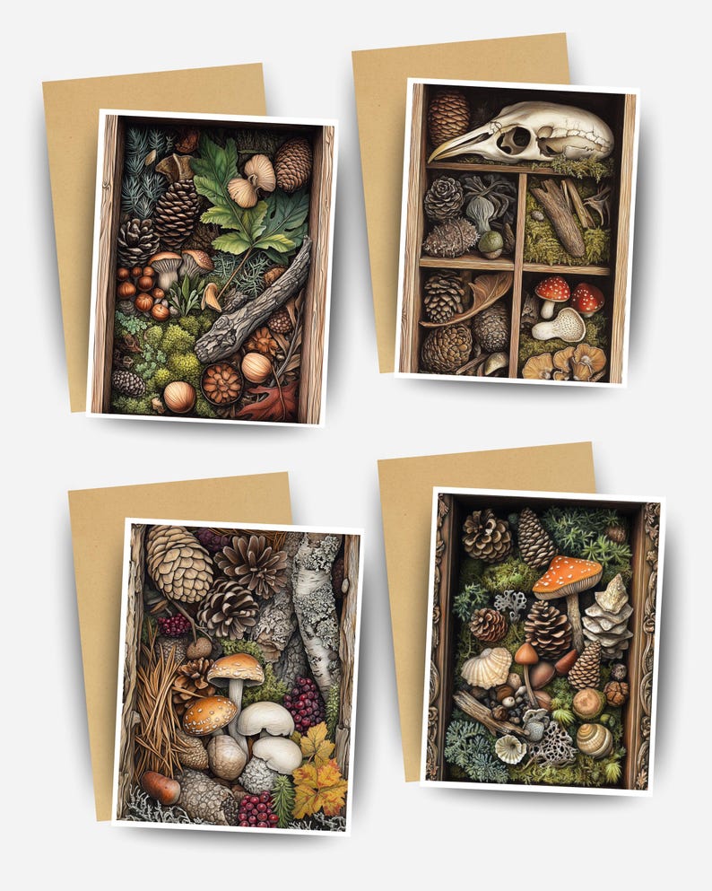 Cottagecore Card Set: Moody Nature Blank Notecards - Woodland/autumn ...