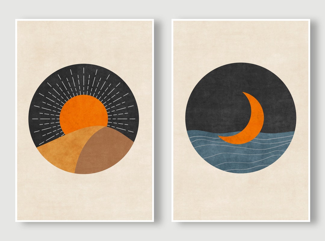 Sun and Moon Note Cards/set of Blank Notecards With Envelopes/thank You ...