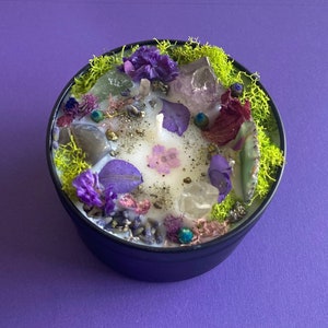 Crystal Candles With Flowers/floral Intention Candles/friendship Candle ...