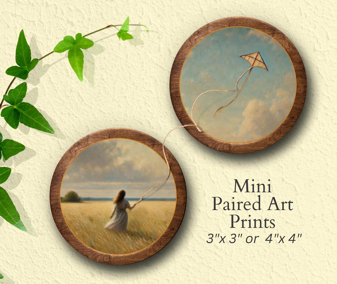 Miniature Art Prints/hanging Wall Art/3" Round Art Print/4" Print/two ...