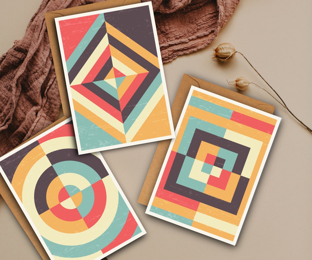 RETRO NOTECARDS Set of Blank Cards With Envelopes, Thank You Card ...