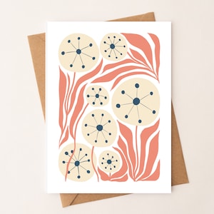 Midcentury Modern Flower NOTECARDS, Set of Blank Cards With Envelopes ...