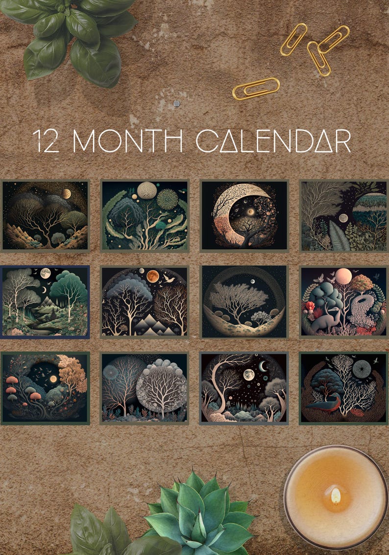 Cottagecore 2026 Wall Calendar: Enchanted Moon Lit Forest - Mystical ...