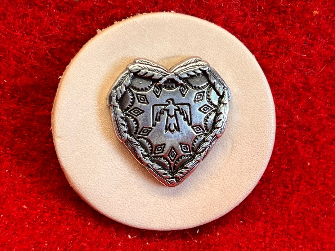 Thunderbird Heart Concho - Antique Silver Plate - 1" - Etsy