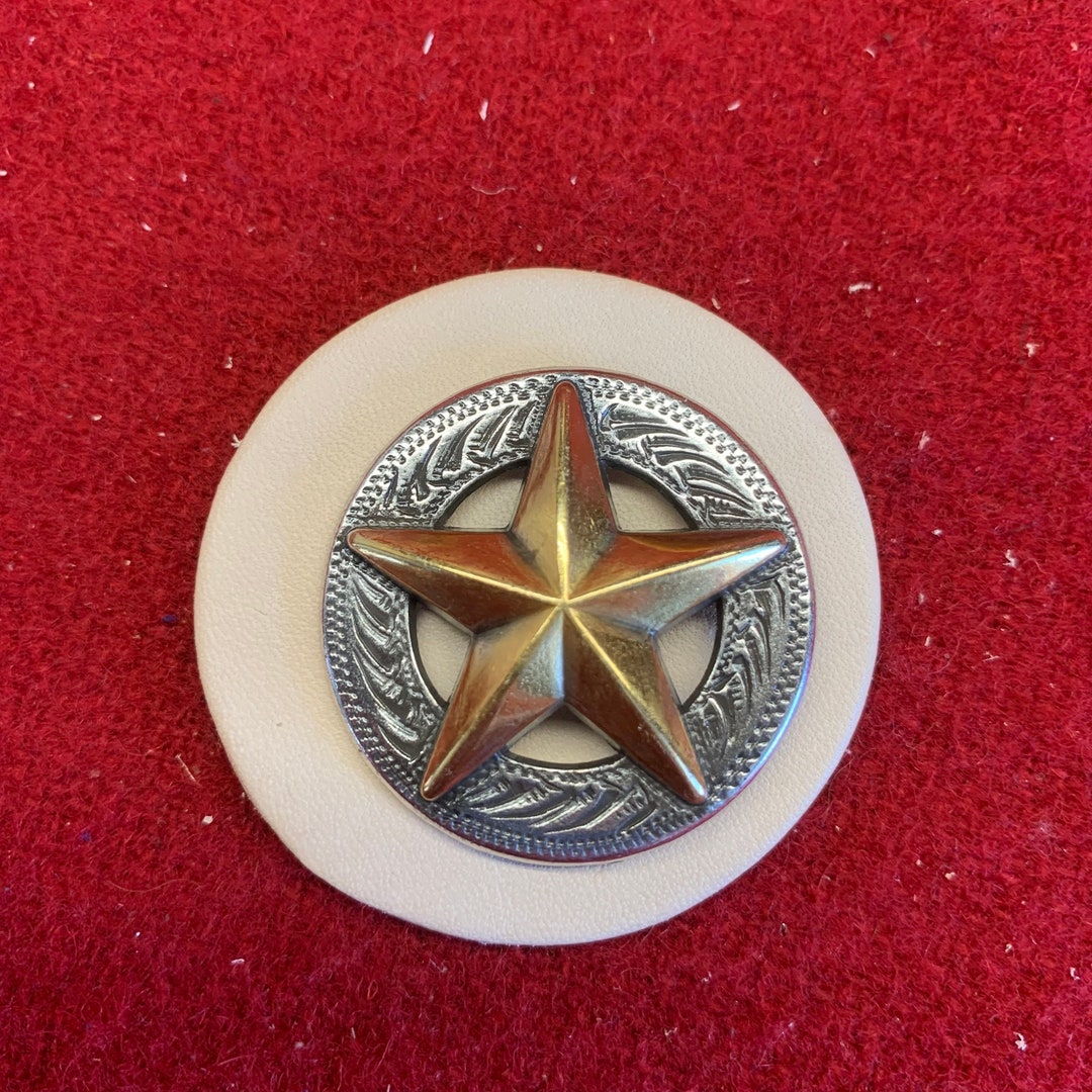 3-D Texas Star Concho - Antique Silver and Gold Plate 1 1/4 " - Etsy