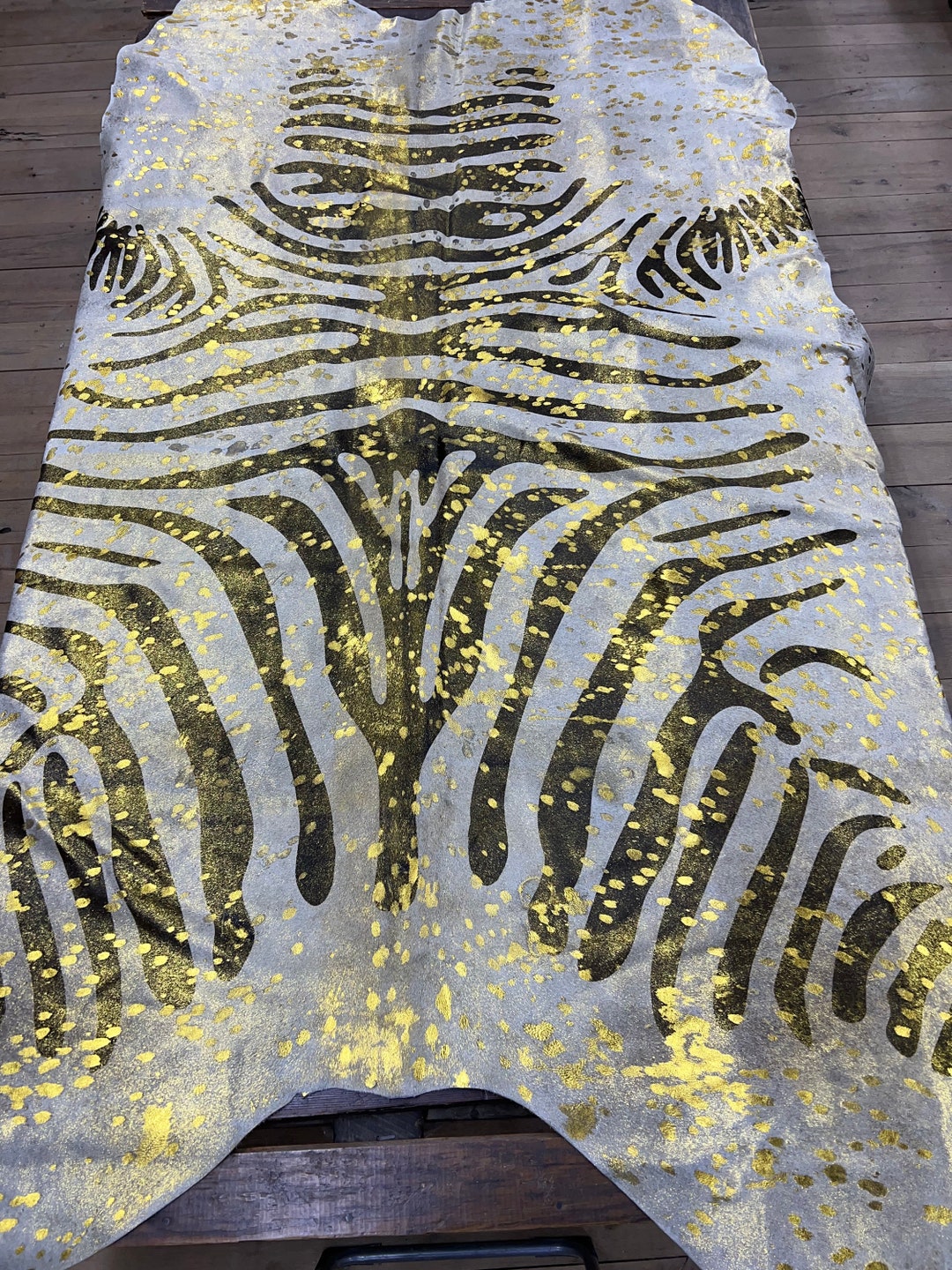 Cowhides Geniune Hair on Hide / Acid Wash/ With Gold Accents - Etsy