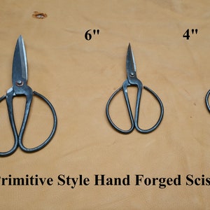 Hand Forged Scissors Primitive Style Leather Scissors 4 to | Etsy