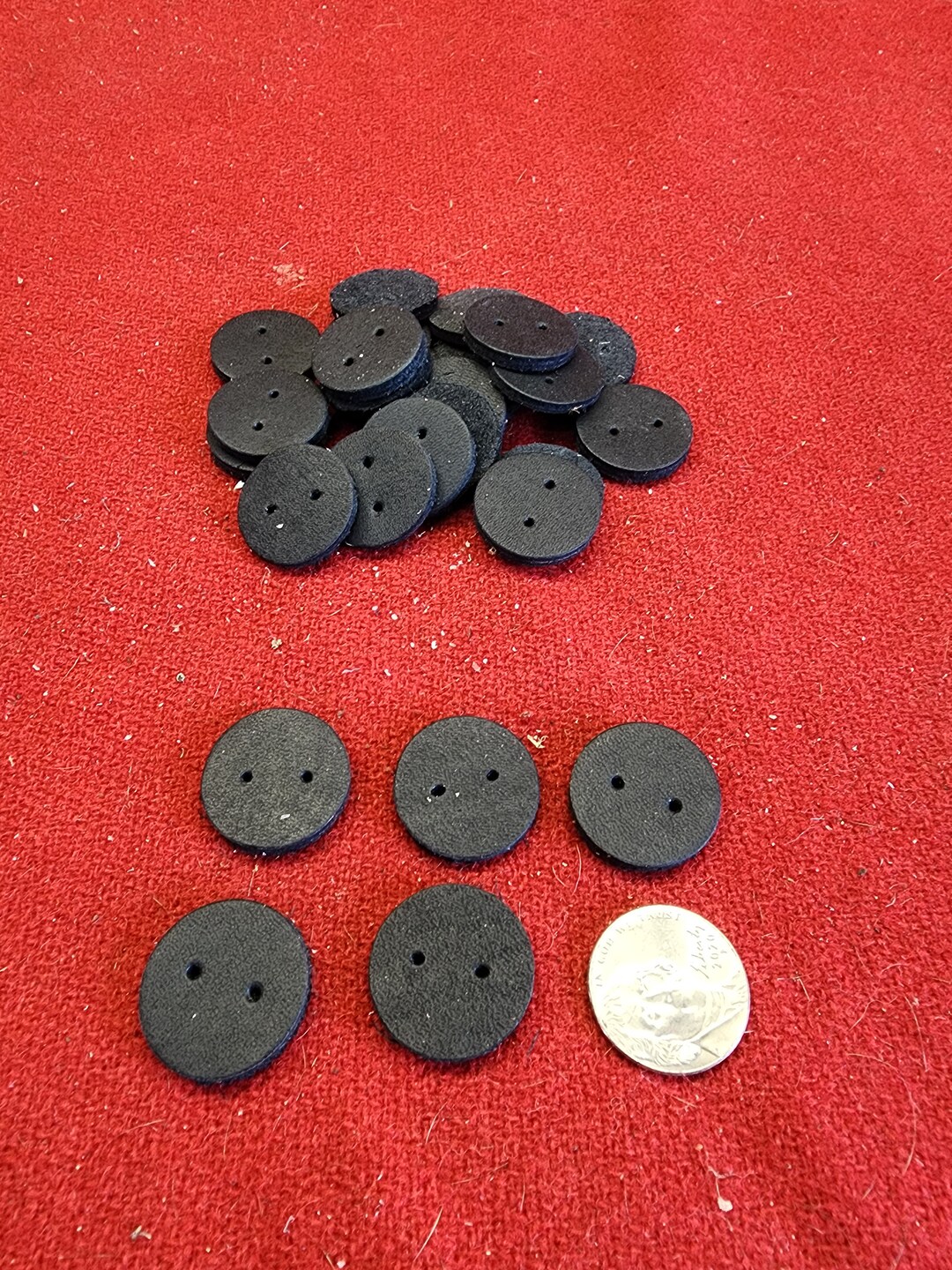 Real Leather Buttons / Black Color / Size of a Nickel / 25 Pieces / SL ...