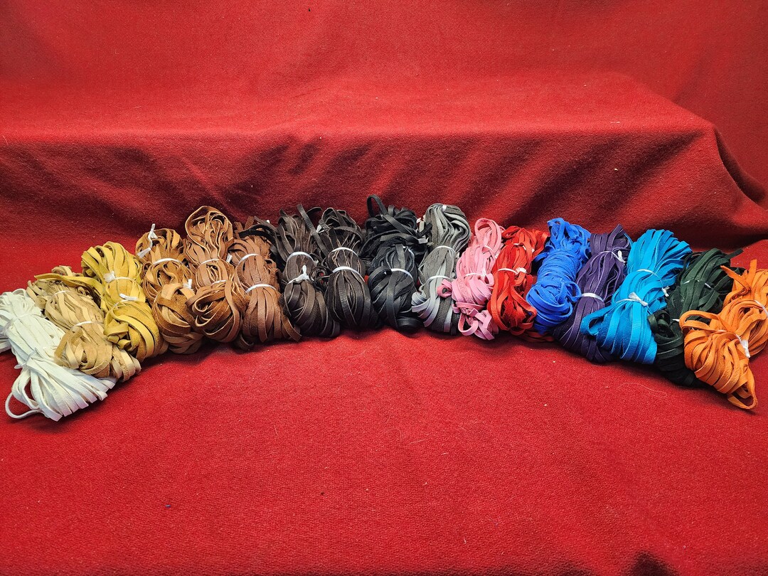 Deerskin Deer Leather 10 Piece Bundle - 1/4" X 6 FT Lacing Cord String ...