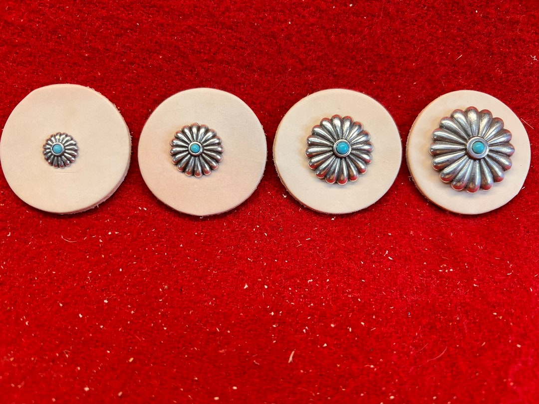 Turquoise Southwest Concho - Antique Silver Finish - 4 Sizes Available ...