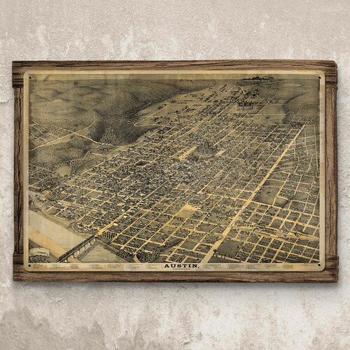 Map of Austin Texas ... 1887. Vintage Restoration Hardware - Etsy