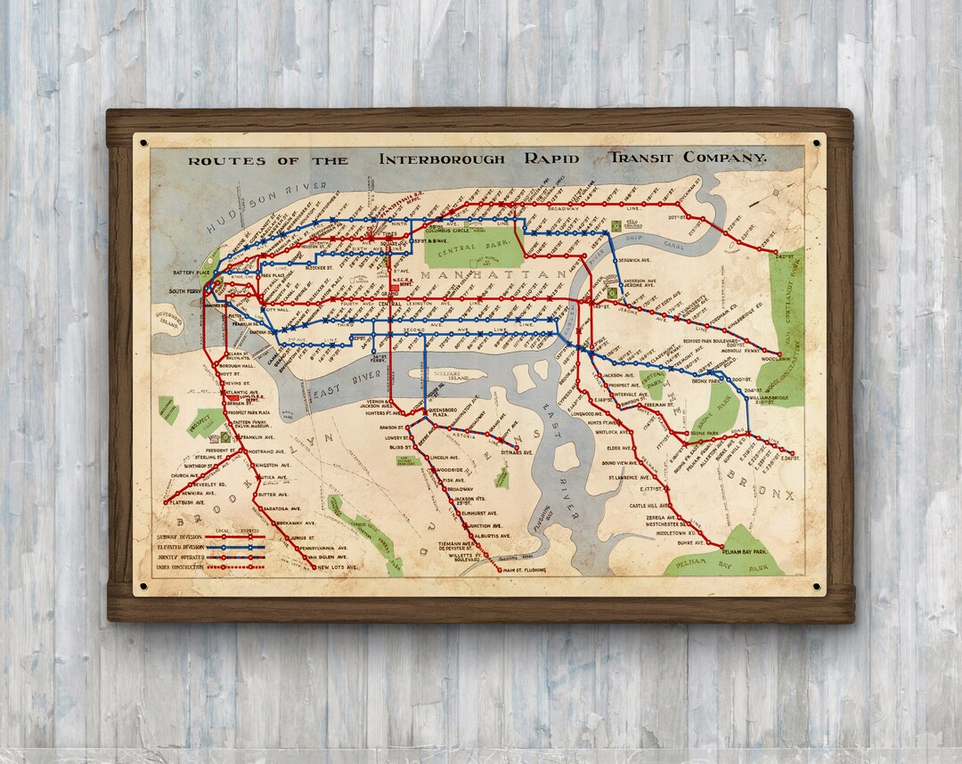 New York Interborough Subway Rail METAL Map FREE SHIPPING - Etsy Italia