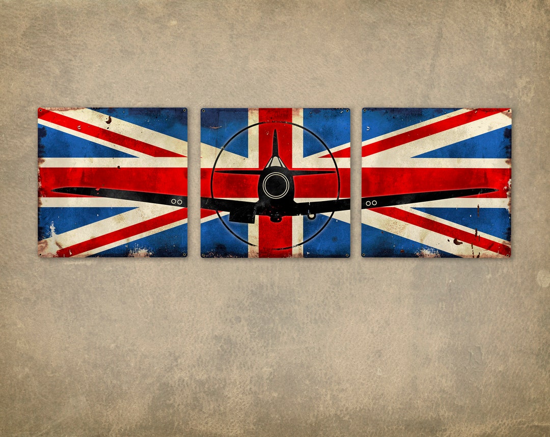 Spitfire Union Jack METAL Triptych 54x18" FREE Shipping - Etsy